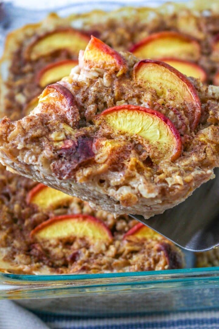 Baked Peach Oatmeal Recipe - Cook This Again Mom