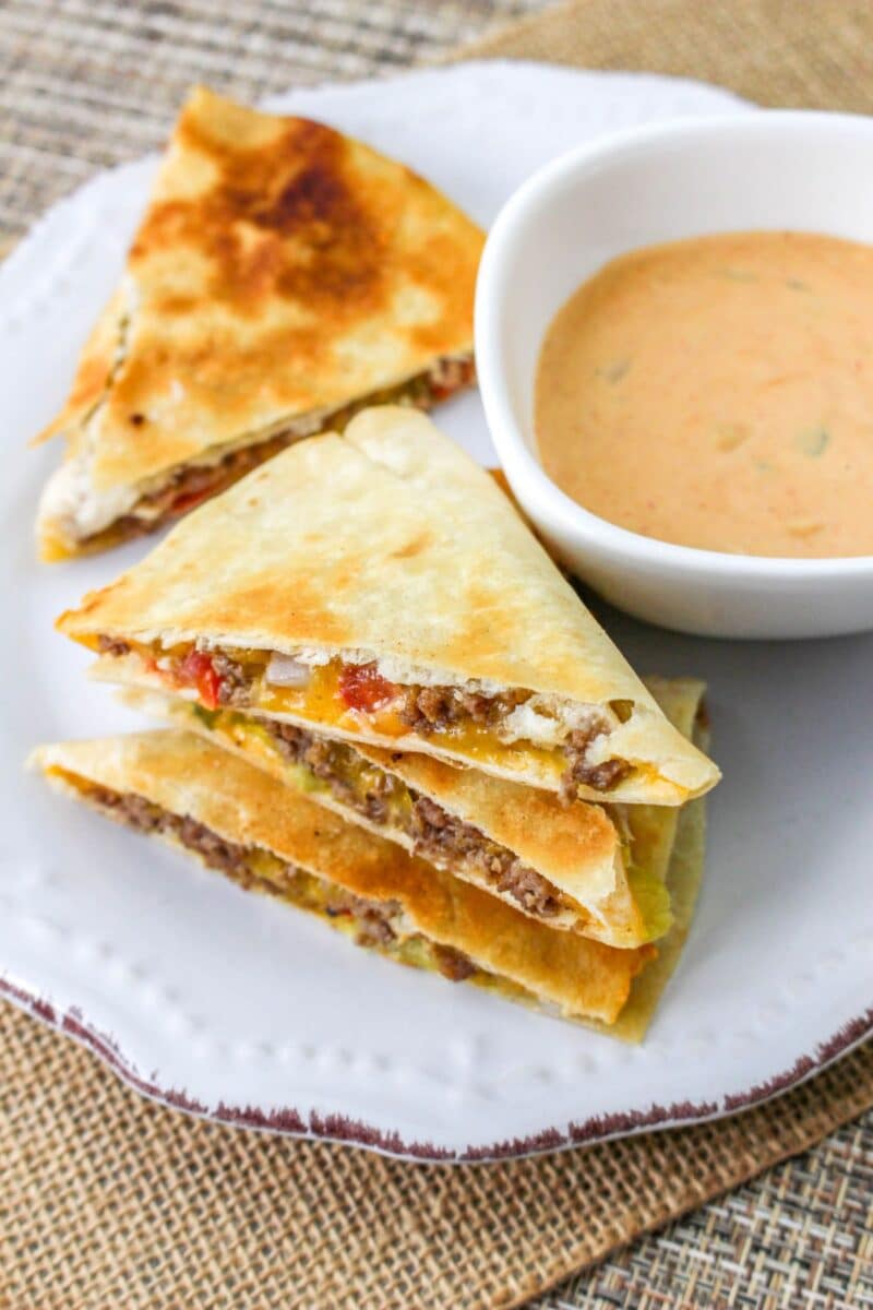 Cheeseburger Quesadillas - Cook This Again Mom