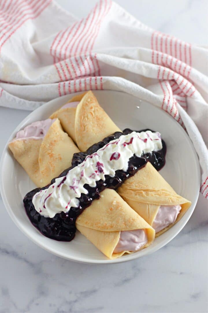 Blueberry Crepes with Yogurt Cream Cheese Filling - Cook This Again Mom