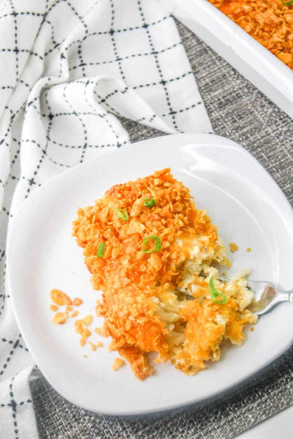 Cheesy Hashbrown Casserole with Corn Flakes - Cook This Again Mom